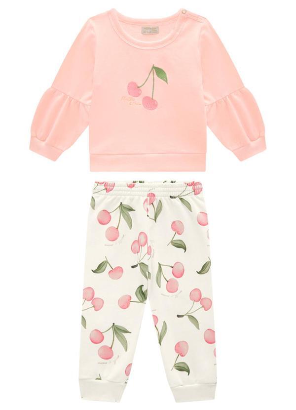 Conjunto Blusão e Calça em Moletom Cereja Rosa - Marlan
