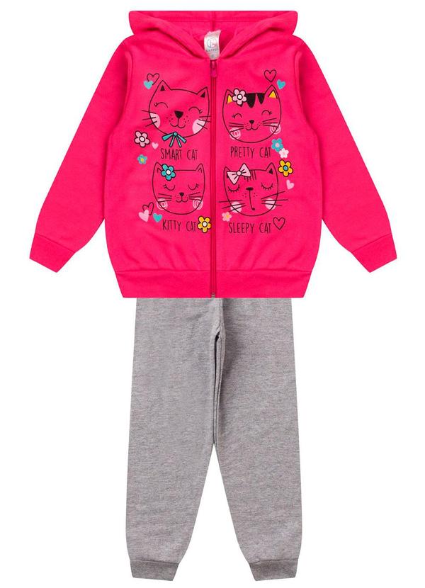 Conjunto de Moletom Infantil com Capuz Rosa - Rovitex