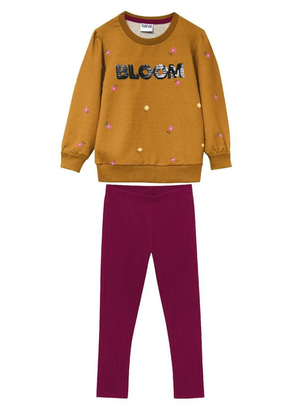 Conjunto em Moletom Infantil Menina Amarelo - Nanai