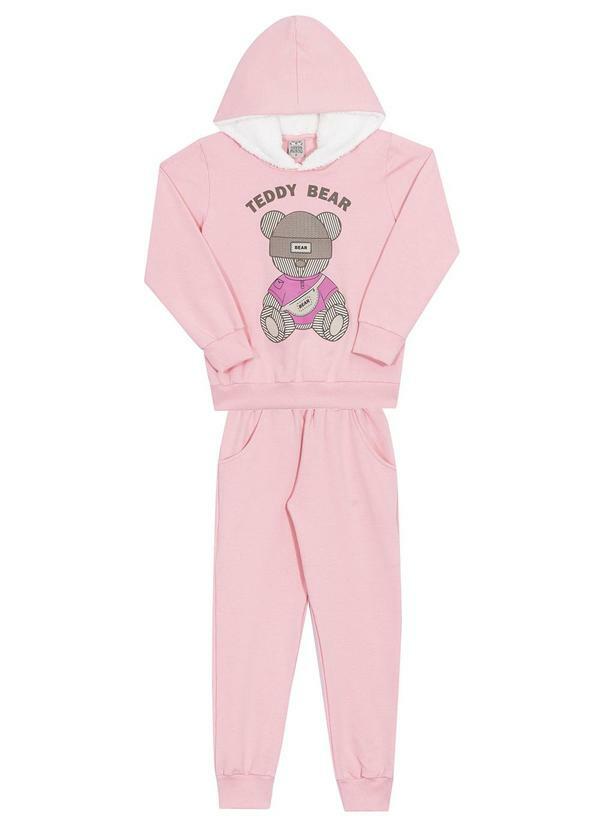 Conjunto Feminino Casaco/Calça Mole Rosa - Randa Mundu