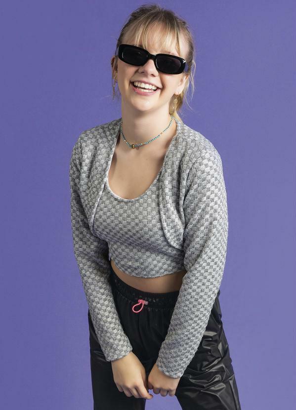 Conjunto Feminino em Tricô Cinza - Cativa