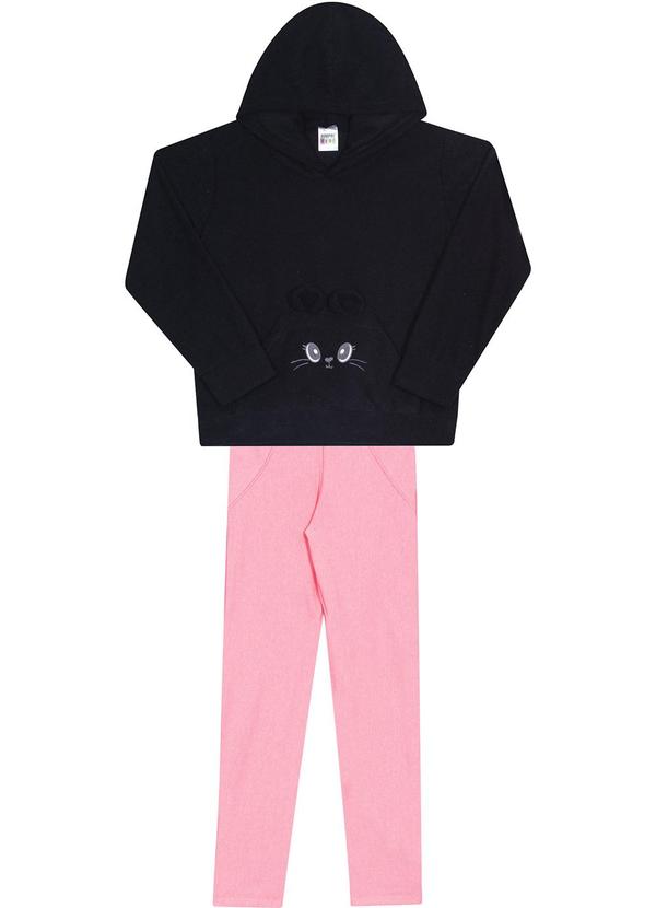 Conjunto Feminino Face Cat Preto - Sempre Kids