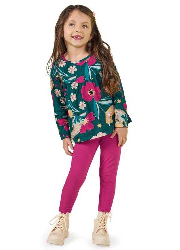 Conjunto Infantil de Flores Menina Verde - Nanai