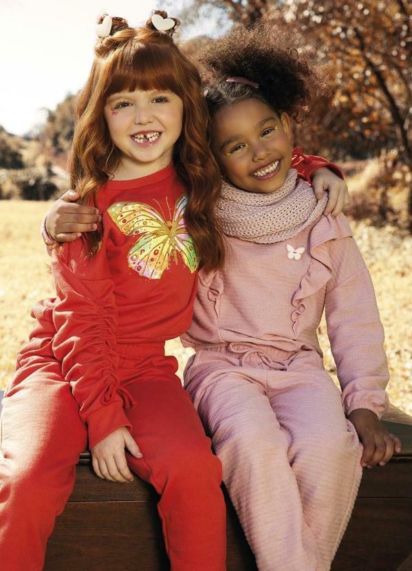 Conjunto Infantil Menina de Moletom Laranja - Cativa
