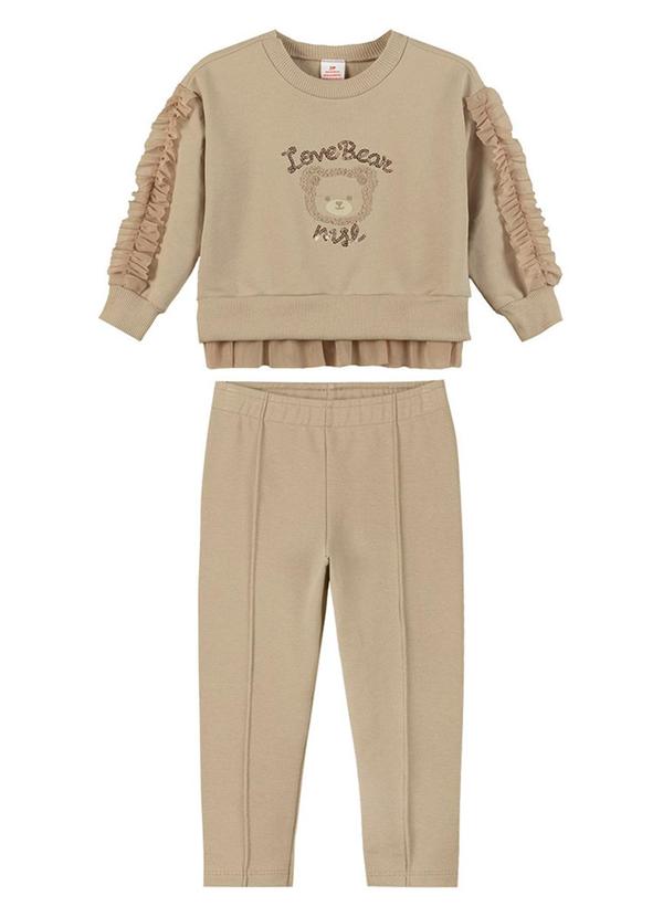 Conjunto Longo Moletom Infantil Bege - Marisol