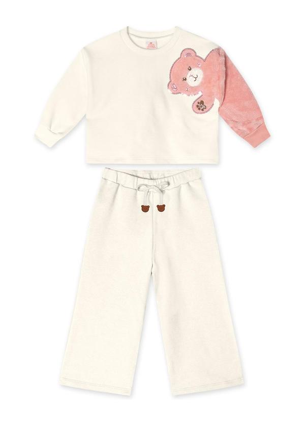 Conjunto Longo Moletom Infantil Feminino Bege - Marisol