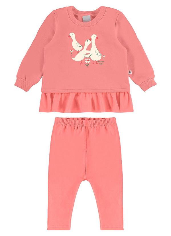 Conjunto Patinhos em Moletom Rosa - Malwee Kids
