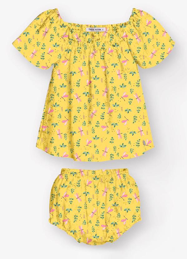 Conjunto Bata com Calcinha Feminino Amarelo - Trick Nick