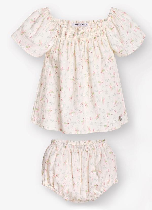 Conjunto Bata com Calcinha Feminino Bege - Trick Nick