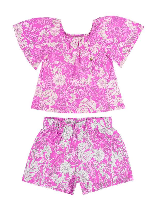 Conjunto Bata e Short Evasê Roxo - Bee Loop