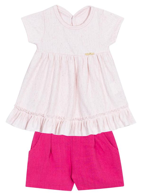 Conjunto Bata Moletom Belize / Shorts Linho Rosa - Randa Mundu