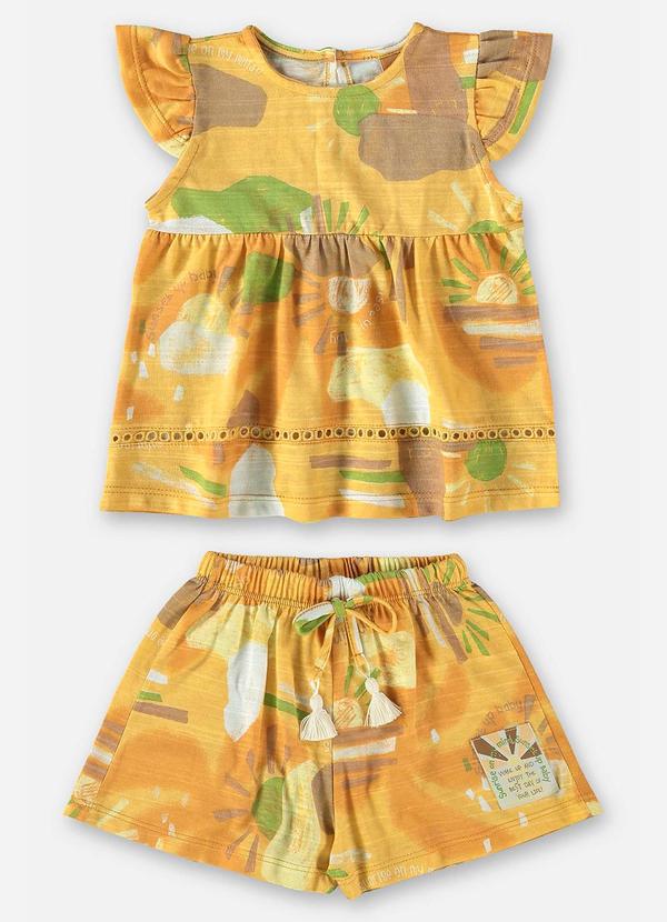 Conjunto Bebê com Bata e Short Amarelo - Up Baby