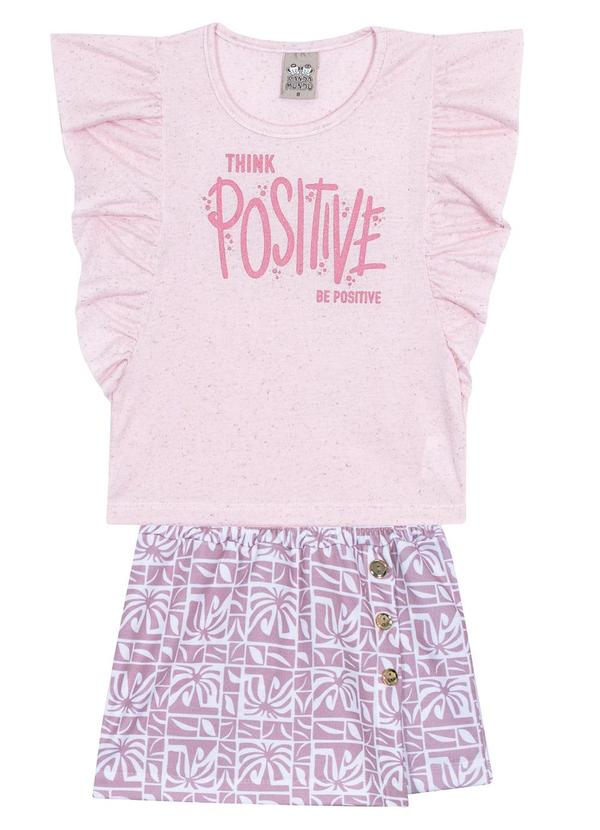 Conjunto Camiseta / Shorts Saia Molicotton Rosa - Randa Mundu