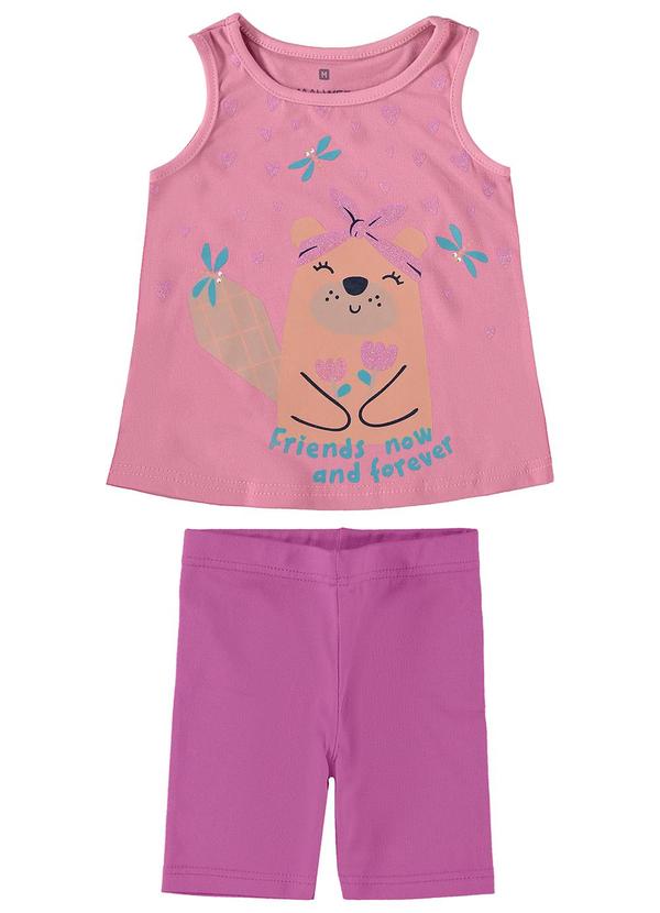 Conjunto Castor com Glitter Menina Rosa - Malwee Kids