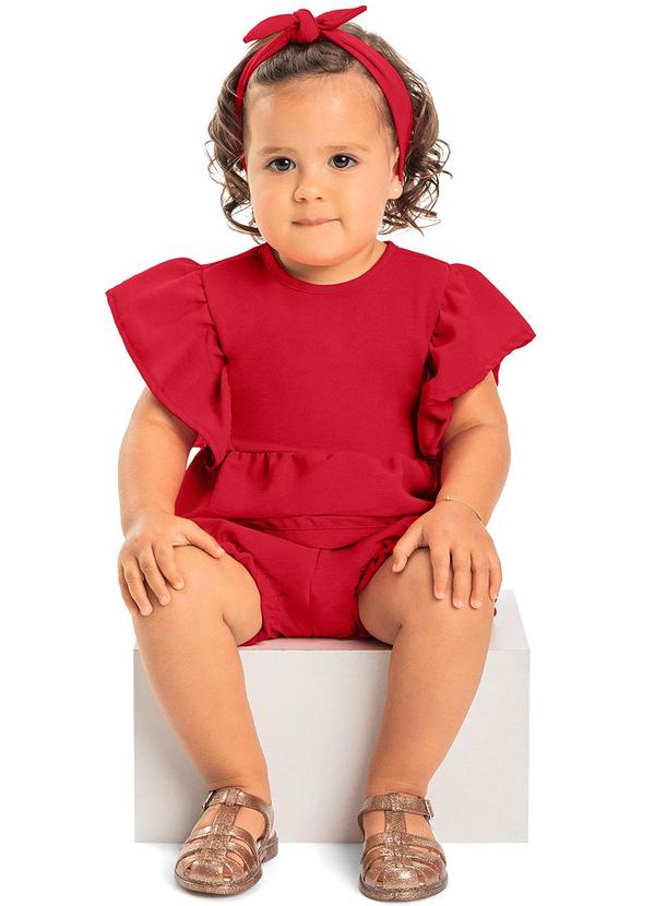 Conjunto com Bata e Short Bebê Vermelho - Quimby