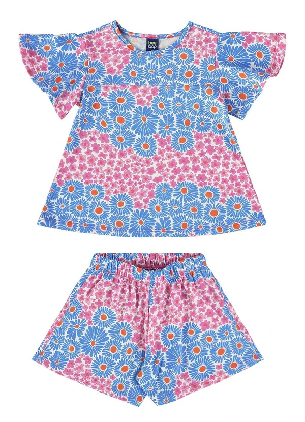 Conjunto com Bata e Short Menina Branco - Bee Loop