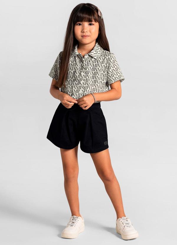 Conjunto com Cropped Infantil Menina Bege - Brandili
