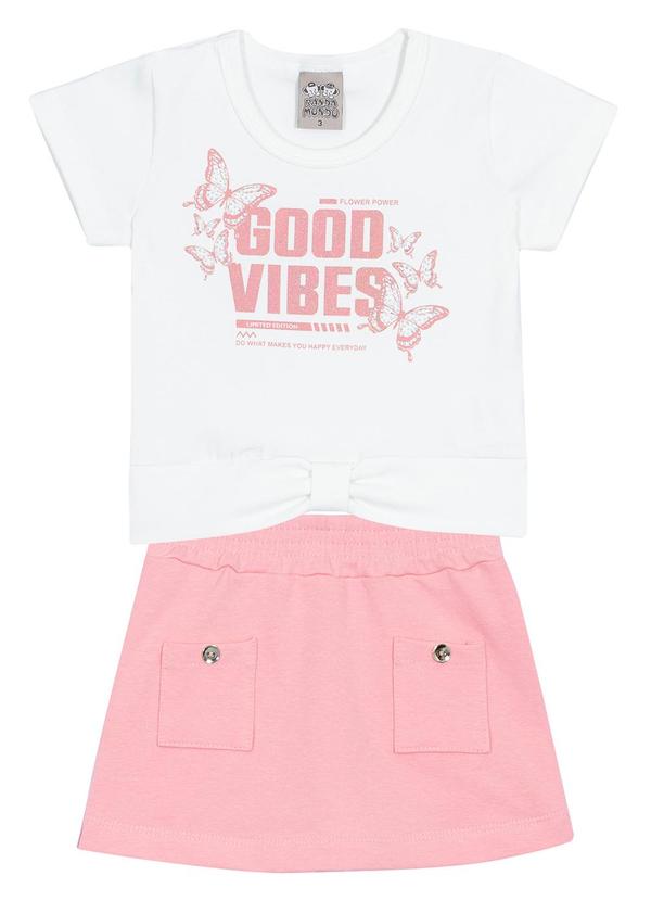 Conjunto Cropped Cotton / Shorts Saia Rosa - Randa Mundu