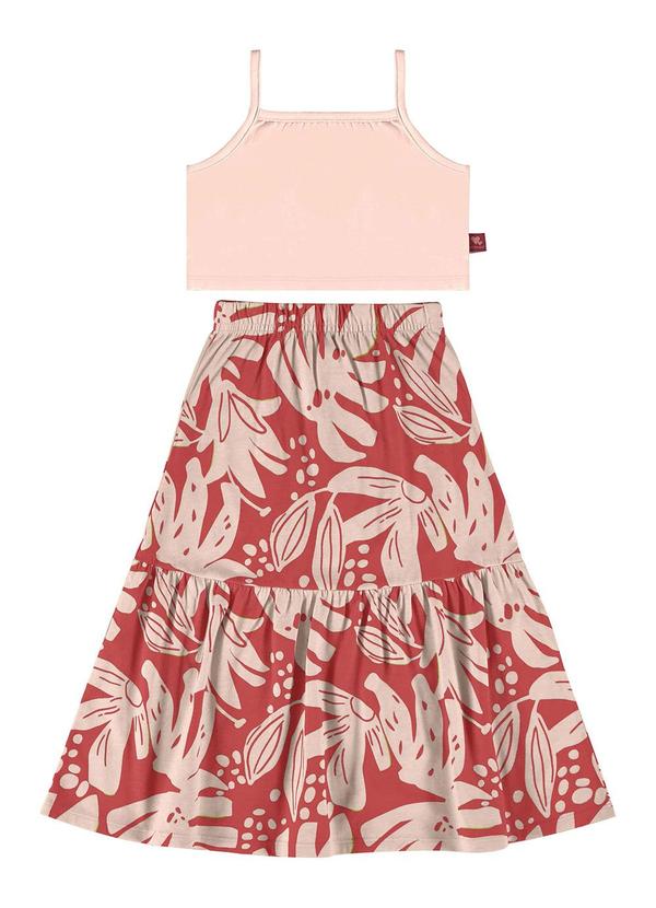 Conjunto Cropped e Saia para Menina Rosa - Bee Loop
