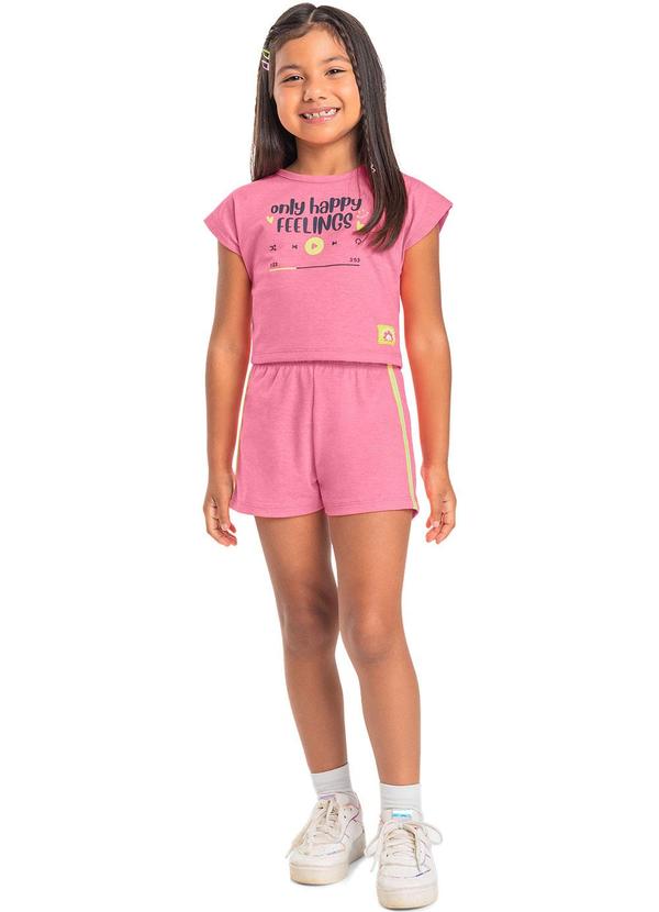 Conjunto Cropped e Short Menina Rosa - Bee Loop