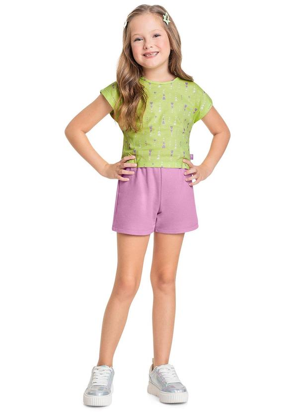 Conjunto Cropped e Short Menina Verde - Bee Loop
