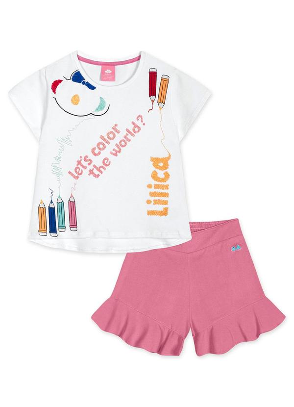 Conjunto Curto Infantil Feminino Branco - Lilica Ripilica