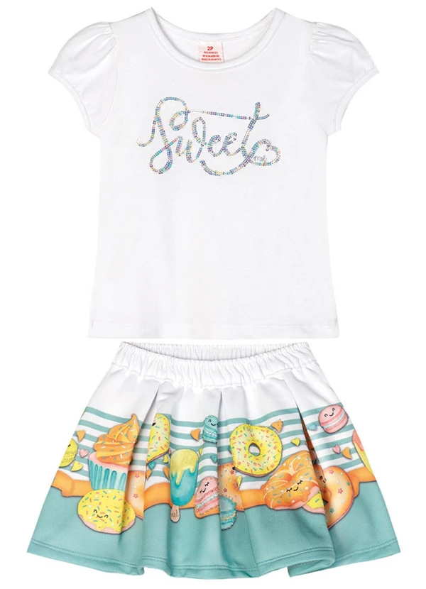 Conjunto Curto Infantil Feminino Branco - Marisol