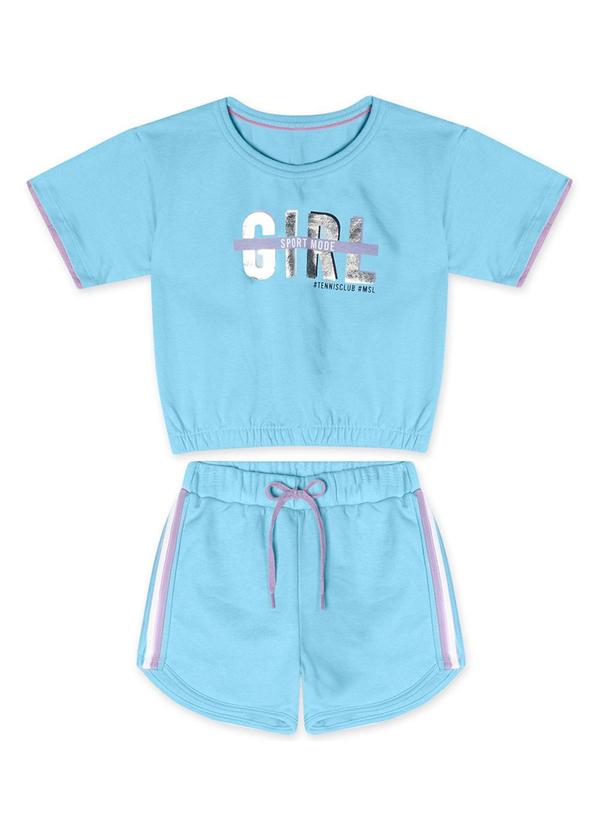 Conjunto Curto Moletom Feminino Azul - Marisol