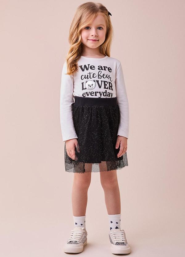 Conjunto de Tule com Patch de Ursinha Branco - TexBrands