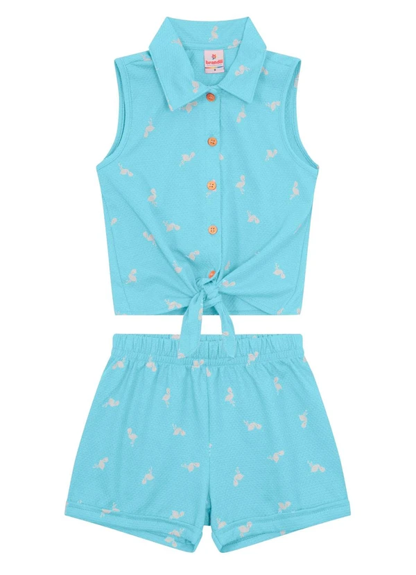 Conjunto Infantil Menina de Flamingo Azul - Brandili