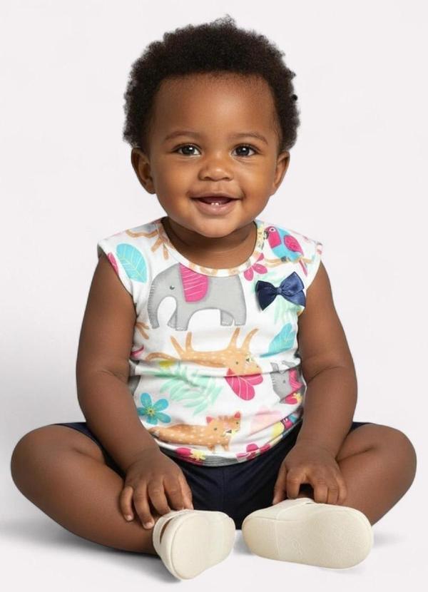 Conjunto Infantil Menina Estampado Branco - Kyly