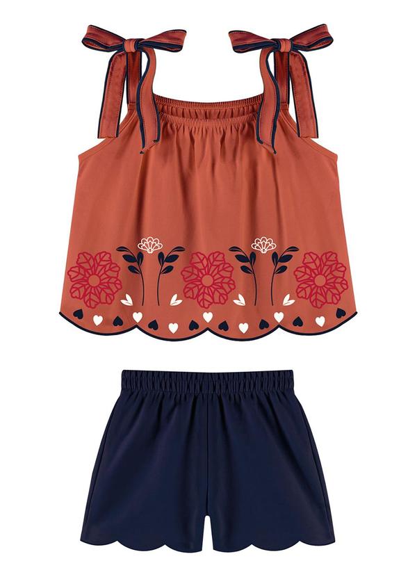 Conjunto Infantil Menina Flor Laranja - Nanai