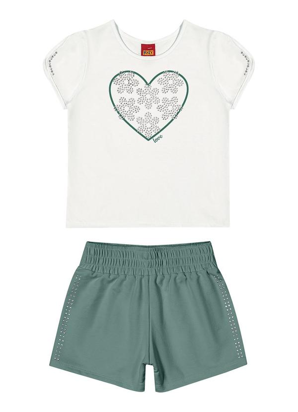 Conjunto Infantil Menina Flor Off White - Kyly