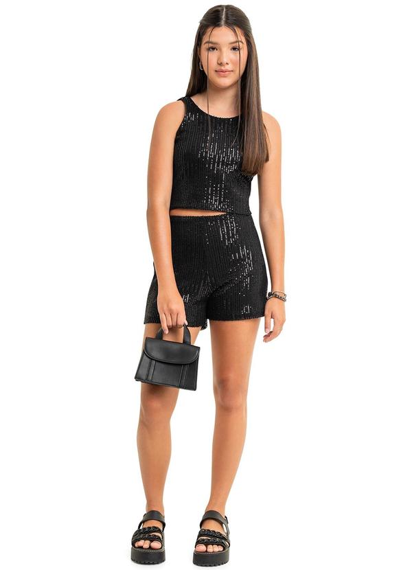 Conjunto Juvenil com Top e Short Preto - Gloss