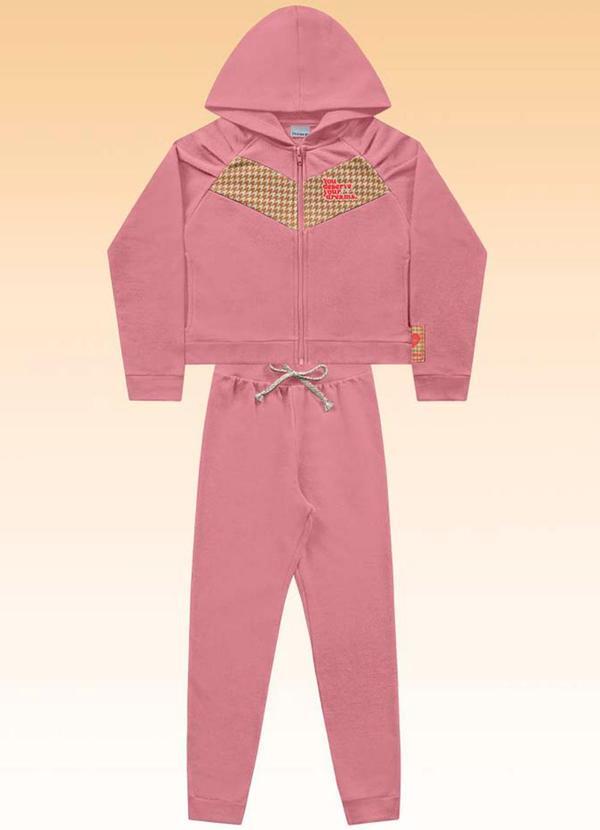 Conjunto Jaqueta com Capuz e Calça Rosa - Fakini Kids