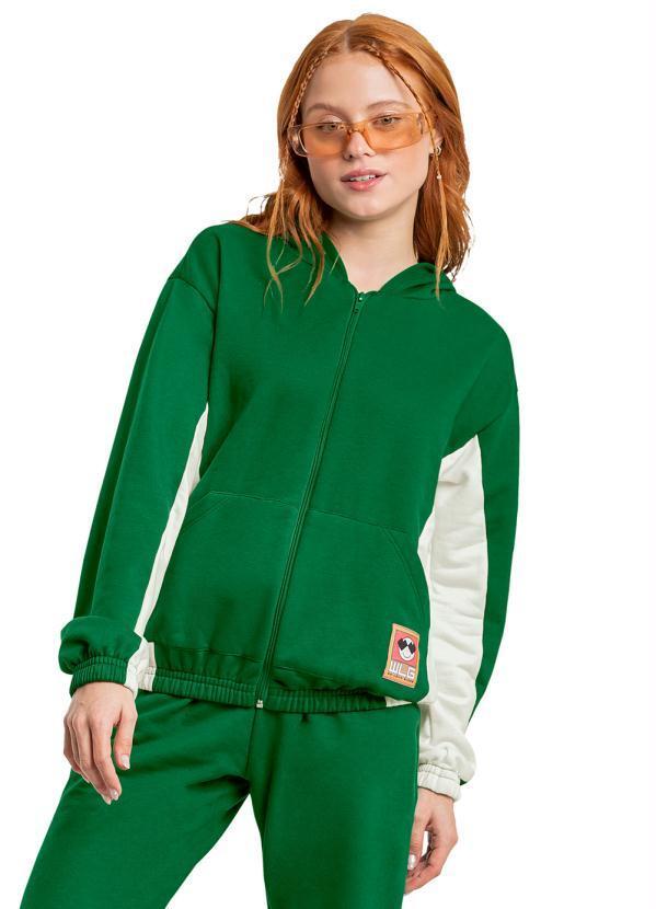 Jaqueta Juvenil Menina Em Moletom Verde Gloss