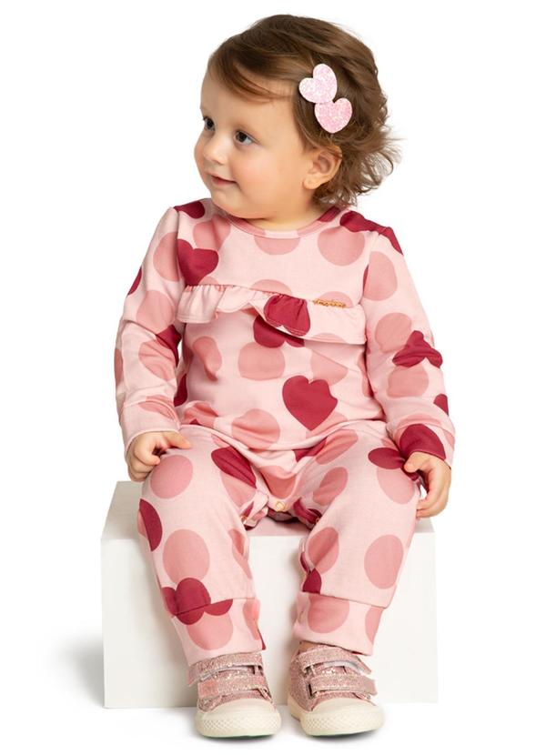 Macacão Bebê em Molecotton Heart Vermelho - Marlan