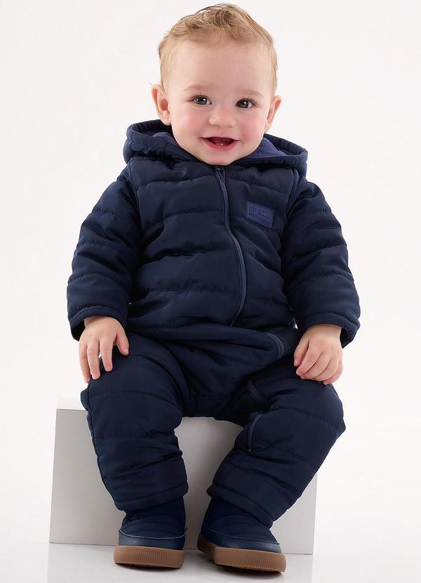 Macacão Puffer Unissex para Bebê Azul - Up Baby