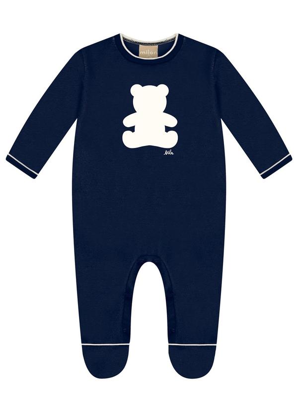Macacão Bebê Menino Bordado Azul Marinho - Milon