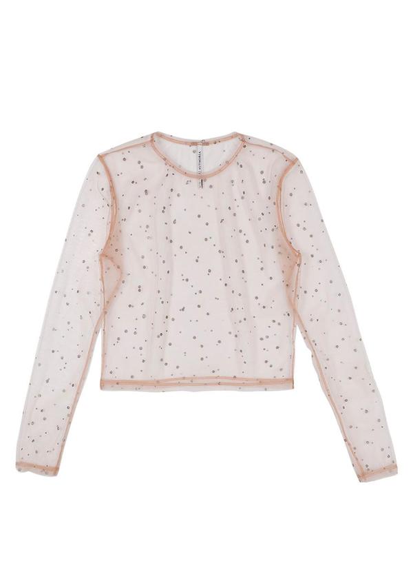 Blusa de Tule Estampada Floral Branco - TexBrands