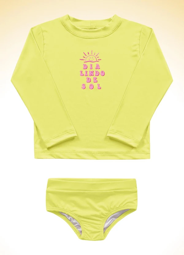 Cj.Blusa Manga Longa/Calcinha Praia Amarelo - Fakini Kids