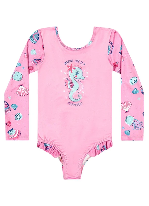 Maiô Infantil Menina Marine Elian Rosa - Elian