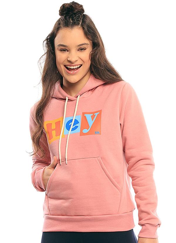 Blusão Teen Feminino Moletom Hey Rosa - Soft Bonni
