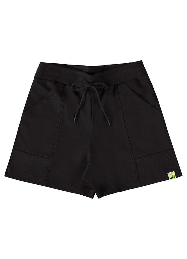 Short Básico Em Moletom Preto Gloss