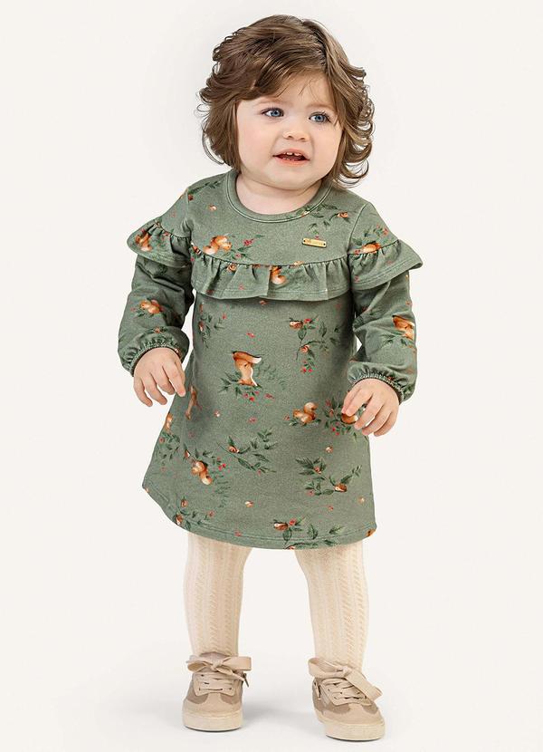 Vestido Bebê Menina Babado Verde - Elian