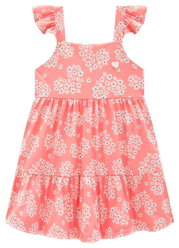 Vestido Infantil em Meia Malha Corações Rosa - Marlan