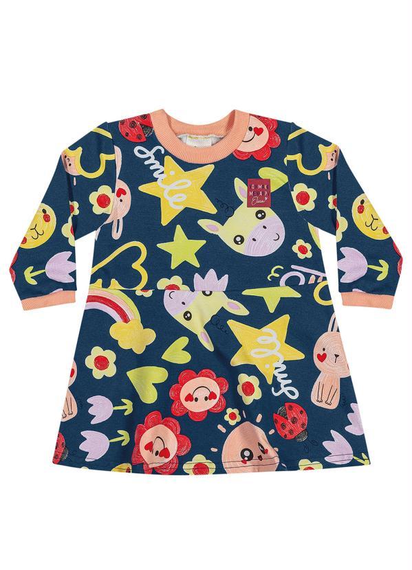 Vestido Menina Manga Longa Marinho - Elian