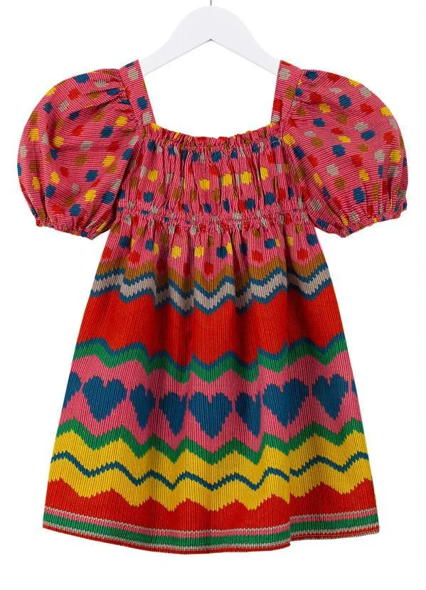 Vestido de Tricoline Estampa Amorosa Rosa - Fabula