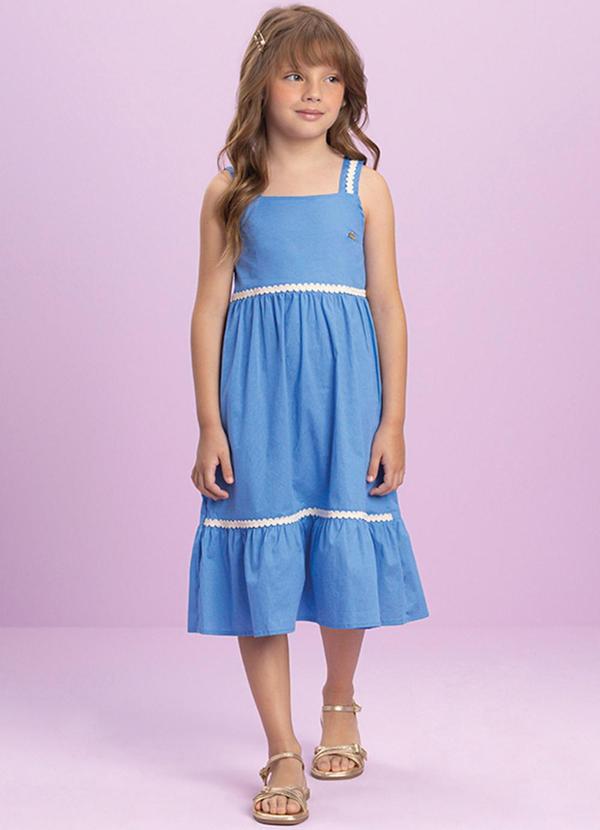 Vestido em Tricoline Azul - Marlan