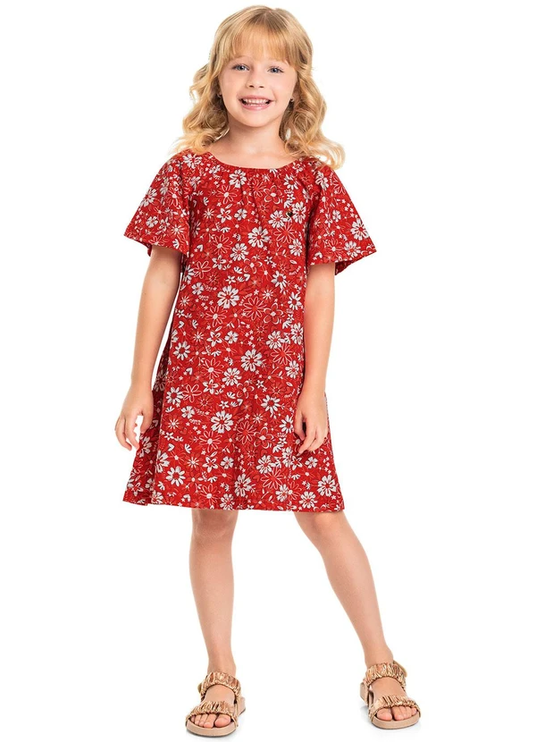 Vestido Evasê Infantil Vermelho - Bee Loop